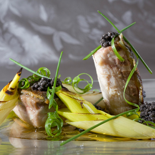 Spanish recipes: Chard-Grilled sturgeon with baked potato broth and ...