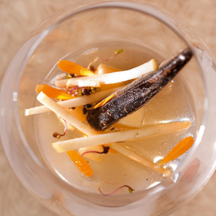 Eel confit with consommé of dried salted tuna and apple | Foods & Wines ...